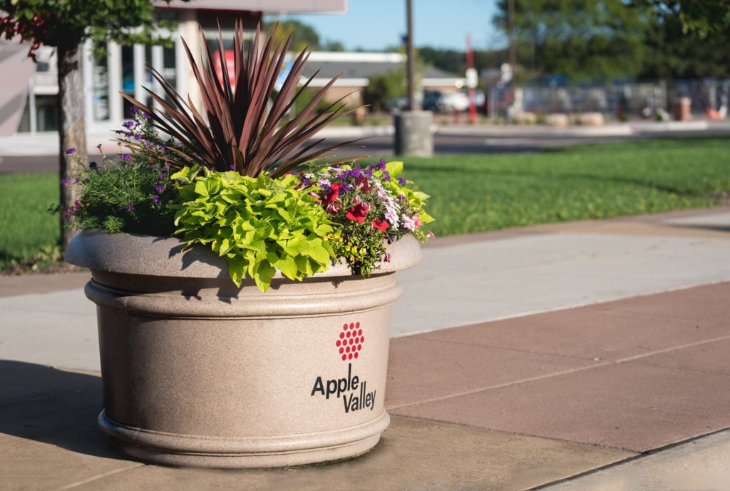 City of Apple Valley, MN. Custom Logo Planters - TerraCast Products